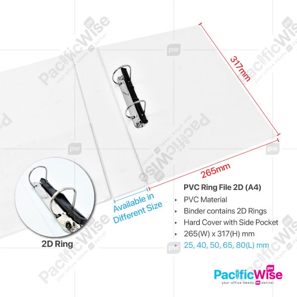 PVC 2D White Ring File A4 File /3D/4D Ring Binder/Fail Cincin PVC/25mm/40mm/50mm/65mm/80mm-1Pc ...