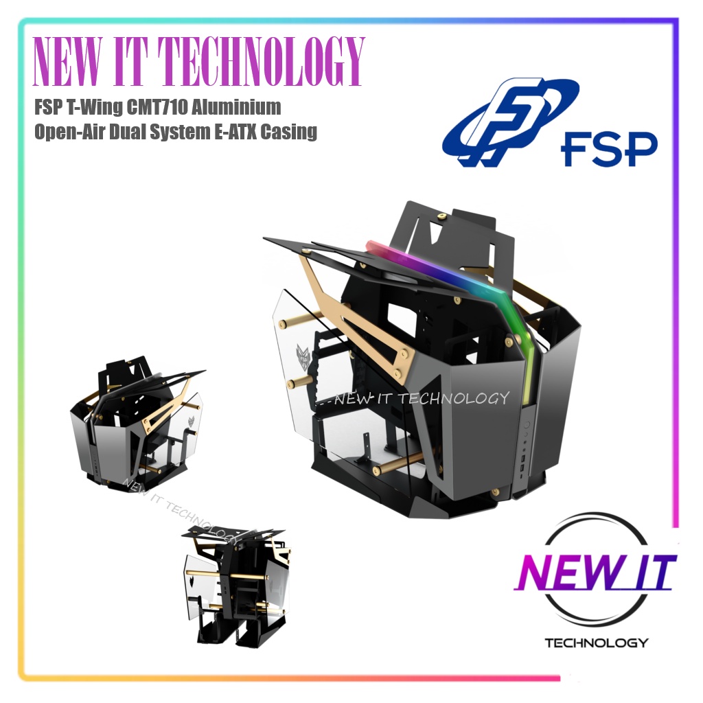 FSP T-WINGS CMT710 Dual-System Aluminum Frame E-ATX Tempered Glass ...
