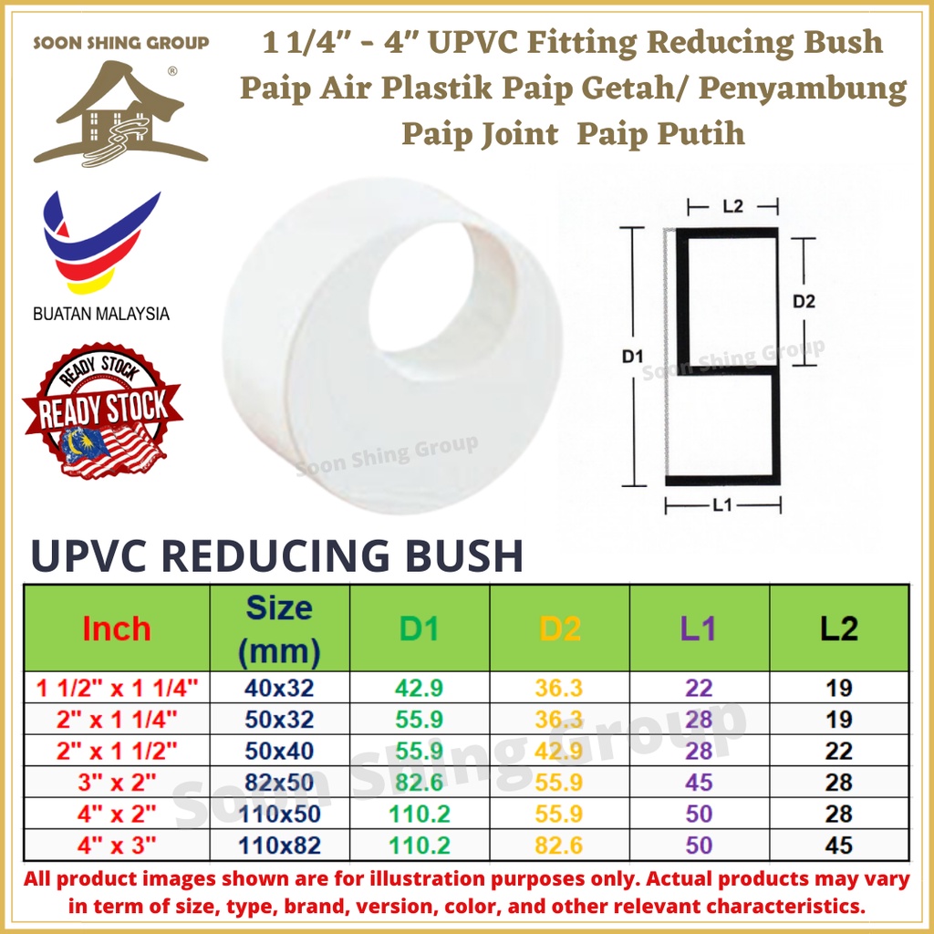 1 1/4" - 4" UPVC Fitting Reducing Bush Paip Air Plastik Paip Getah ...