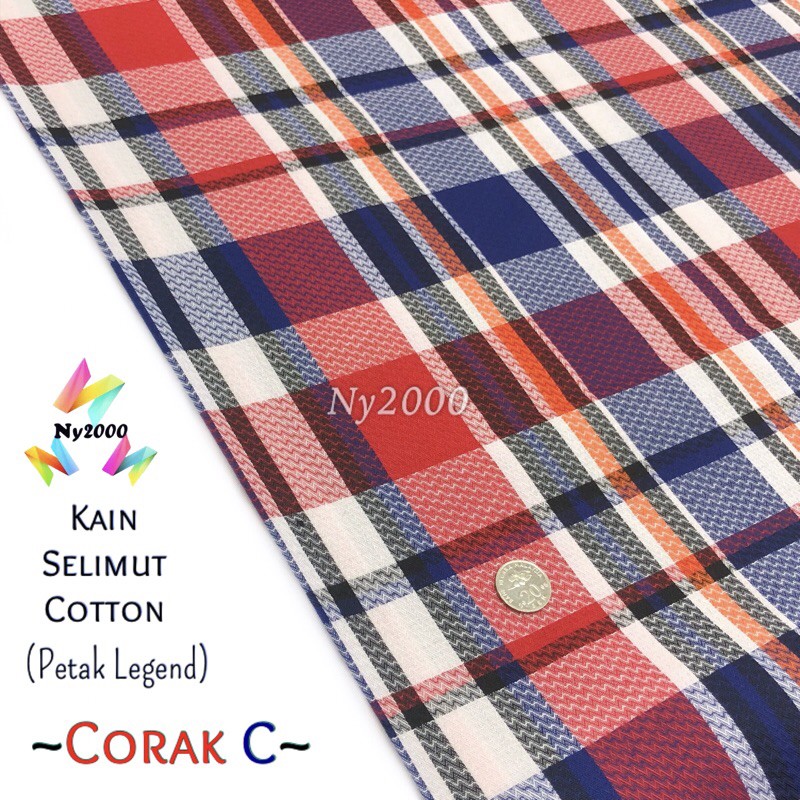 【Kain Sahaja·Belum Jahit】Kain Selimut Cotton Corak Petak Kotak Legend ...