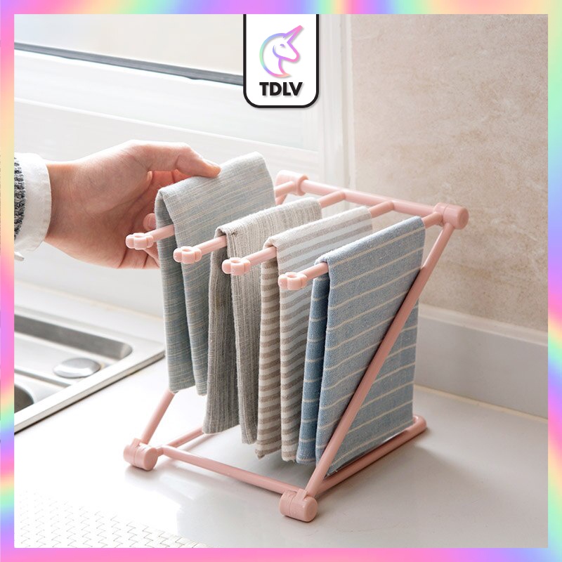 TDLV Foldable Vertical Rags Kitchen Towels Hanger Table Storage Rack ...