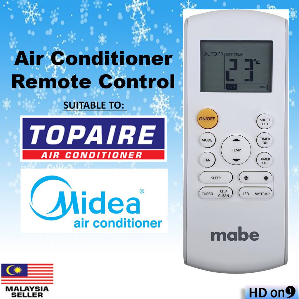 MIDEA / TOPAIRE Air Cond Aircon Aircond Remote Control Replacement (RG ...