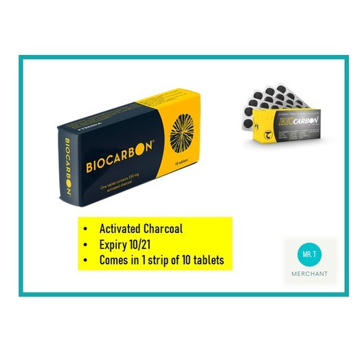 Activated Charcoal (Biocarbon) Tablets 250mg [Expiry 10/22] | Shopee ...