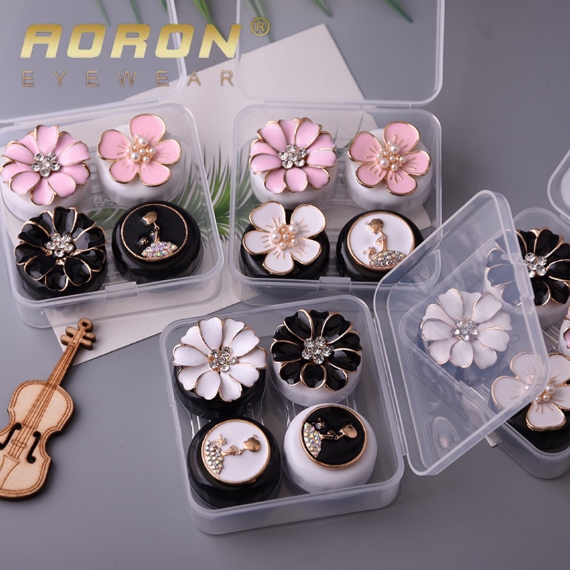Aoron Eyewear Flower Design Contact Lens Case Kanta Lekap Eye Lens ...