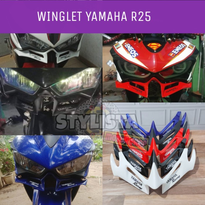 HITAM Winglet New Yamaha R25 Motorcycle Accessories - glossy Black Tm ...