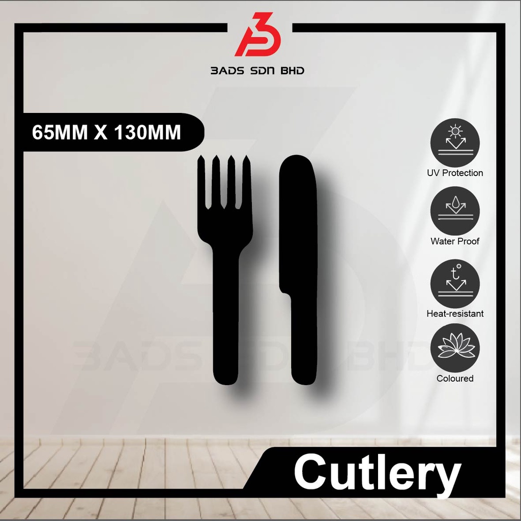Cutlery - 3D Acrylic Black / White Signage (3MM Thickness) | Shopee ...