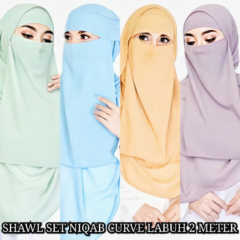 SHAWL SET NIQAB CURVE LABUH 2 METER (BORONG SAHAJA) | Shopee Malaysia
