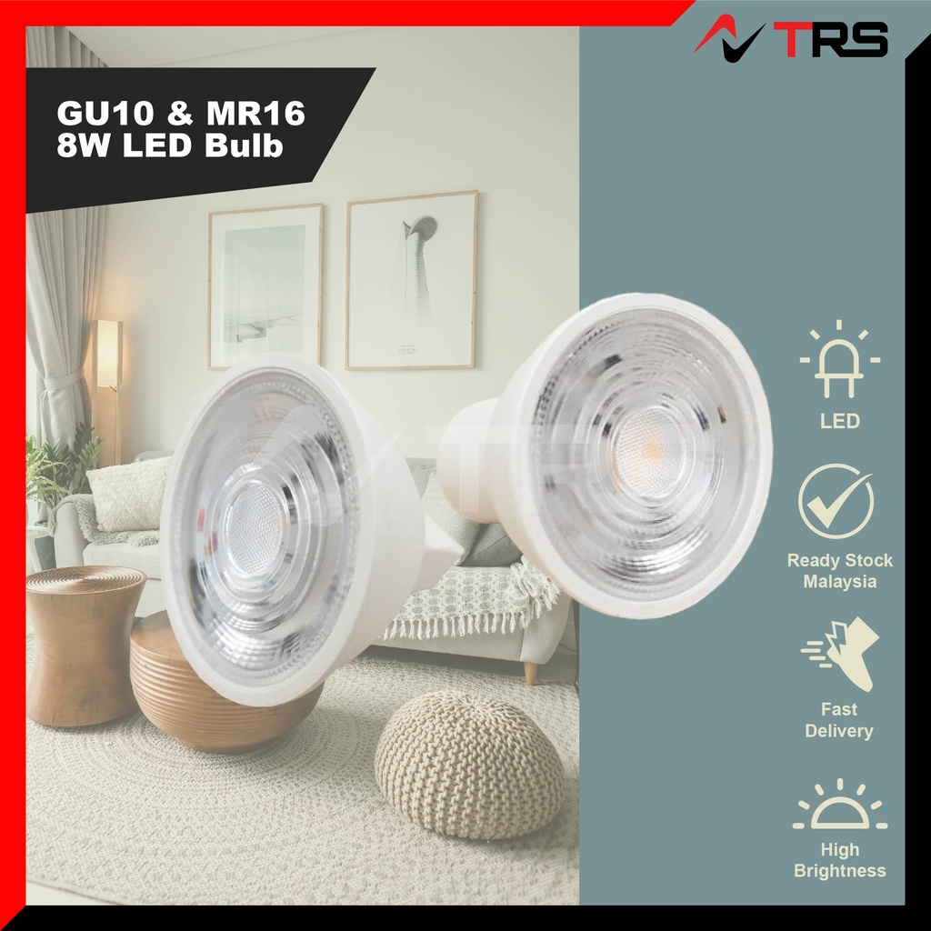GU10 / MR16 LED BULB 8 WATT HIGH BRIGHTNESS 1 YEAR WARRANTY | Shopee ...