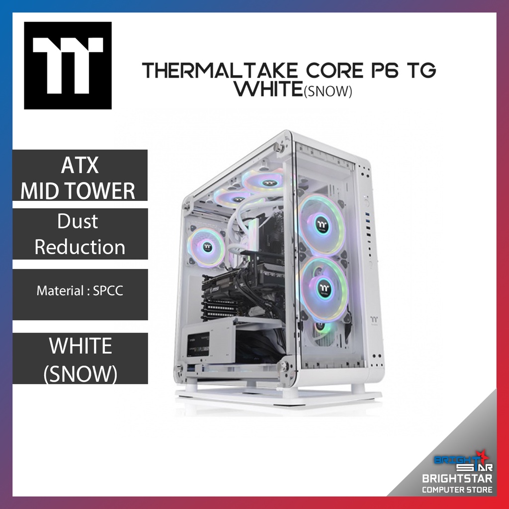THERMALTAKE CORE P6 TG PC CASE - BLACK / WHITE - ATX | Shopee Malaysia