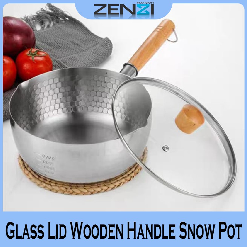 【With Tempered Glass Lid】Japanese style cooking utensils stainless ...