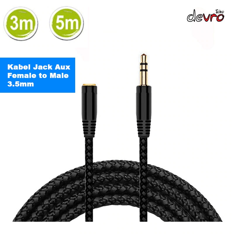 3m 5m 3.5mm Female To Male To Male Auxiliary Cable - AV124 Extension Cord | Shopee Malaysia