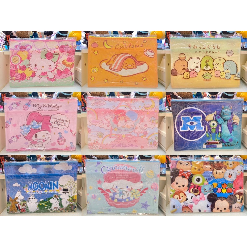 sanrio disney Plastic File And Cartoon Pattern 2 Zip Pocket B4 Size ...