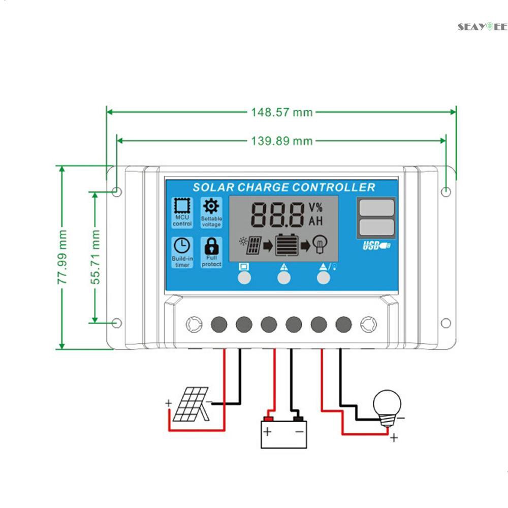 LCD Display Dual USB PWM Solar Panel Charge Controller Battery ...