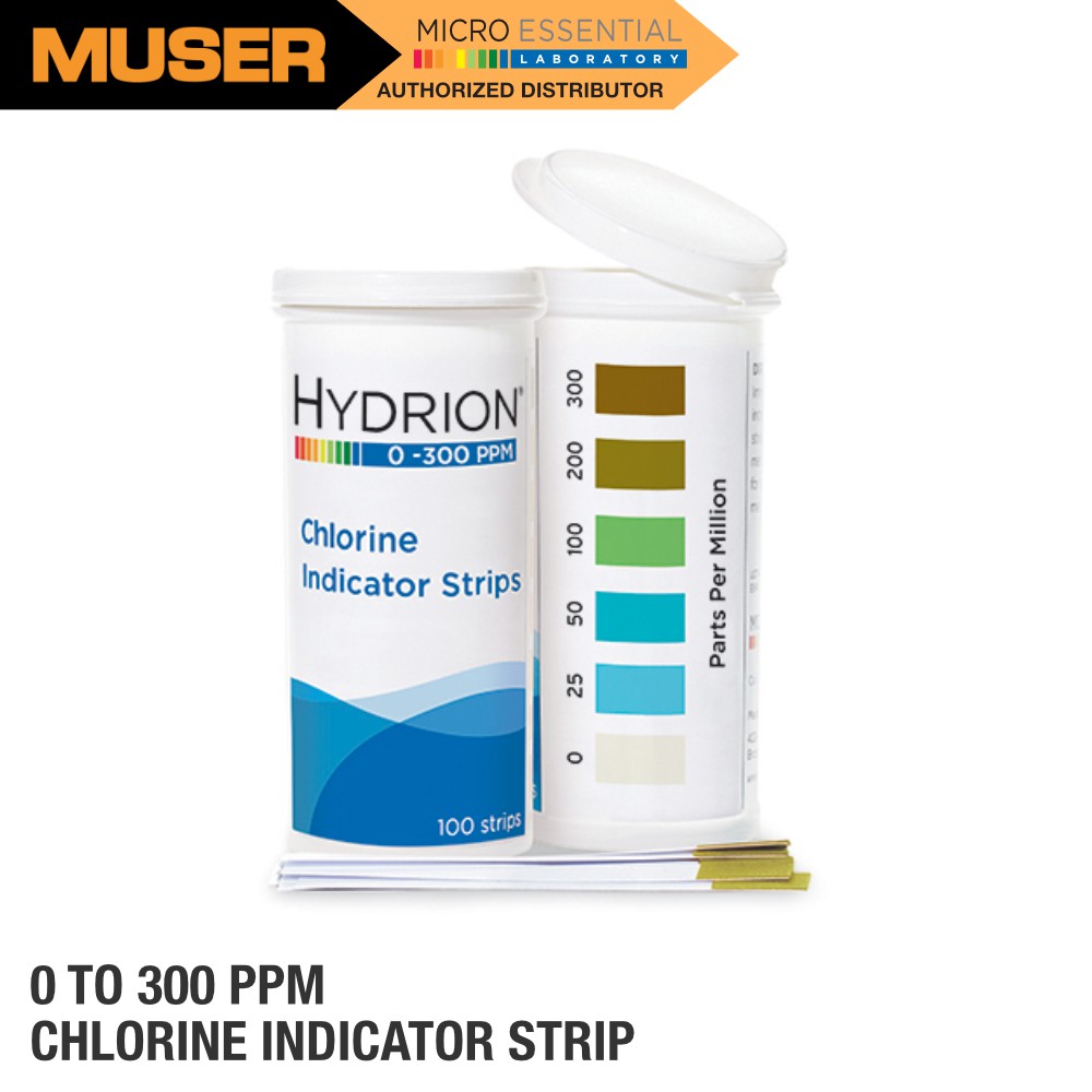 Micro Essential Hydrion CH-300 Chlorine Indicator Test Strip 0-300ppm ...