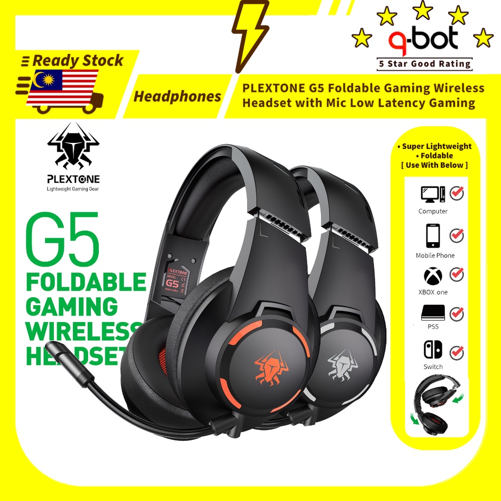 PLEXTONE G5 Foldable Gaming Wireless Headset with Mic Low Latency ...