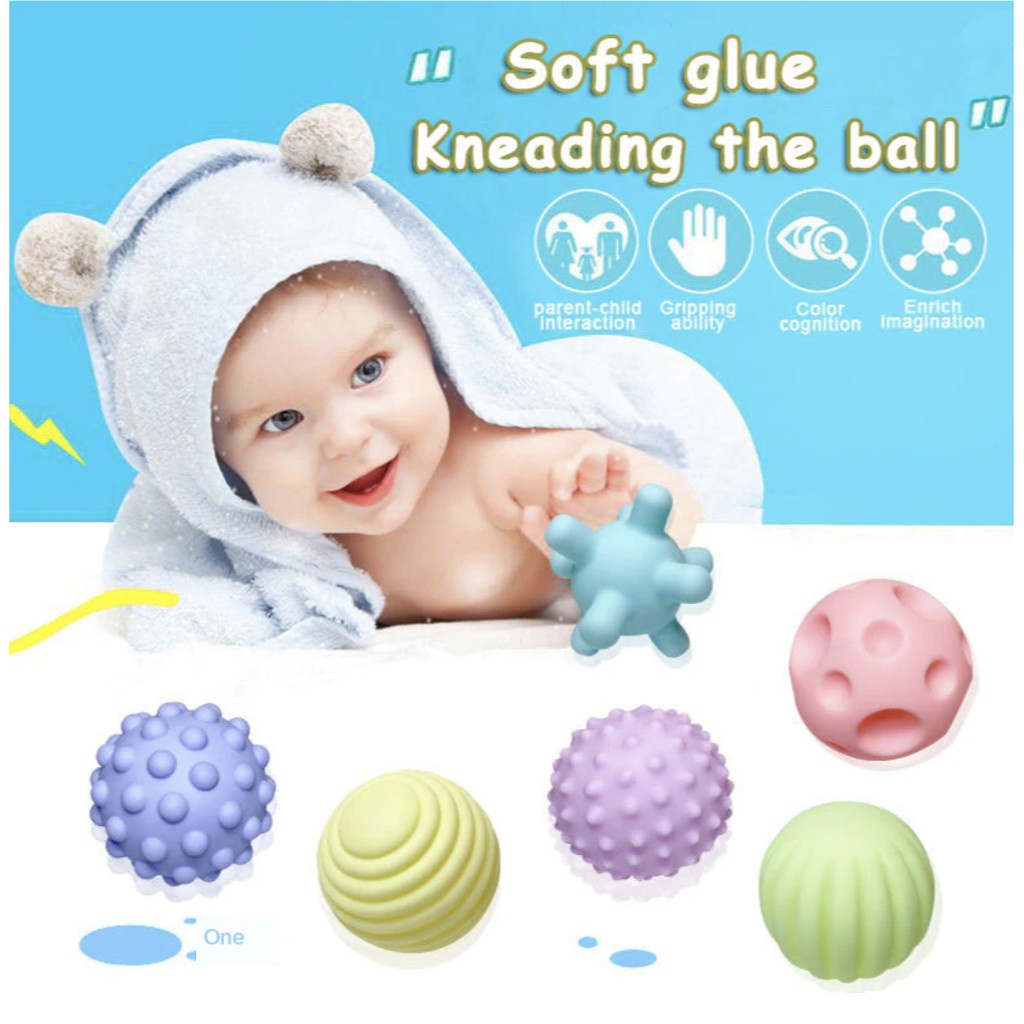 READY STOCK 6pcs Baby Sensory Touch Hand Ball Toys | Rubber Textured ...