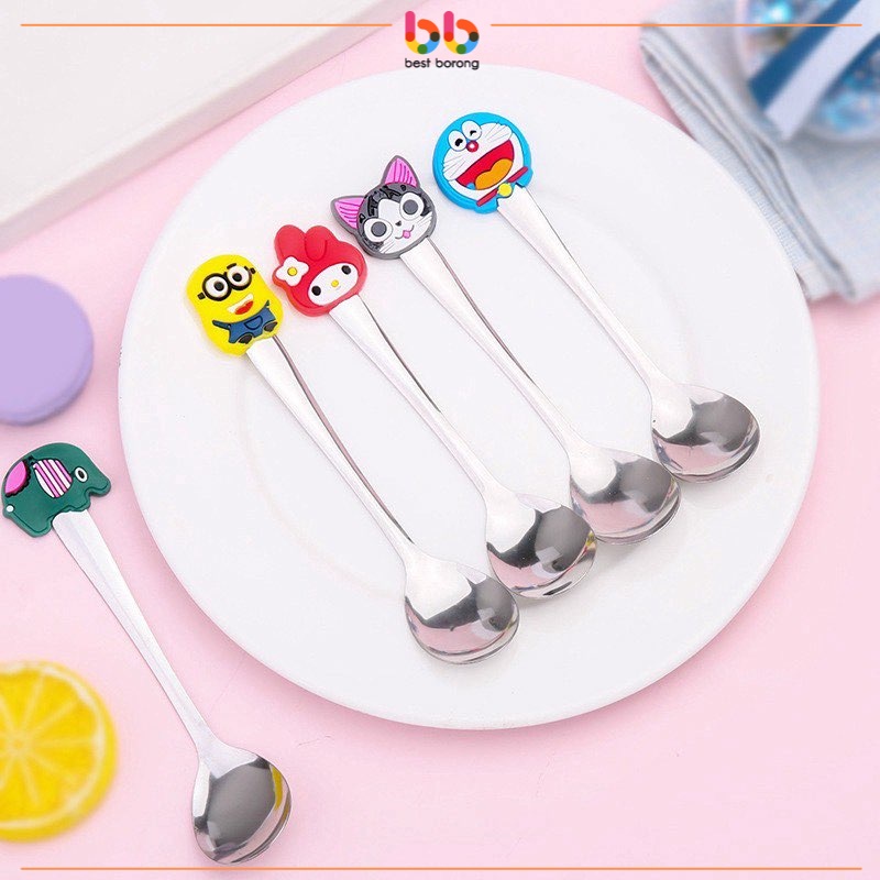Cute Cartoon Stainless Steel Spoon Character Cup Spoon Door Gift Hadiah ...