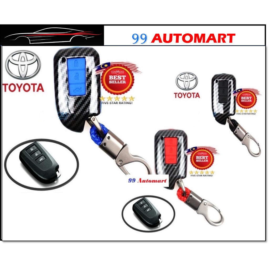 Toyota Vios Keyless Remote Car Key Control Cover Carbon 3 Button ...