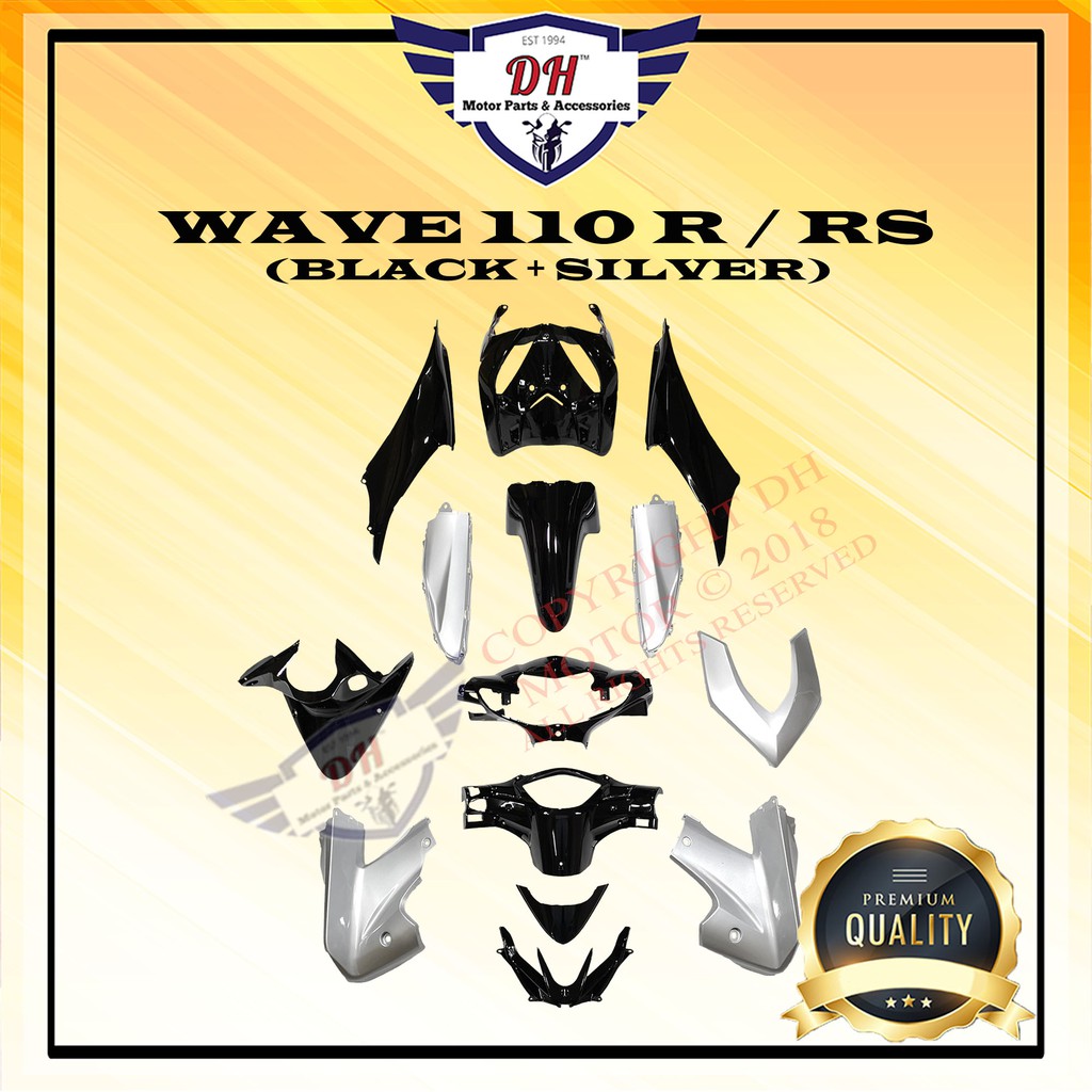 WAVE 110 R / RS COVER SET (BLACK + SILVER) FULL SET HONDA | Shopee Malaysia
