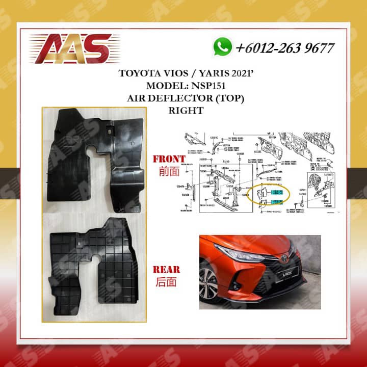 TOYOTA VIOS / YARIS 2021' NSP151 AIR DEFLECTOR (TOP) (LOWER) RIGHT ...
