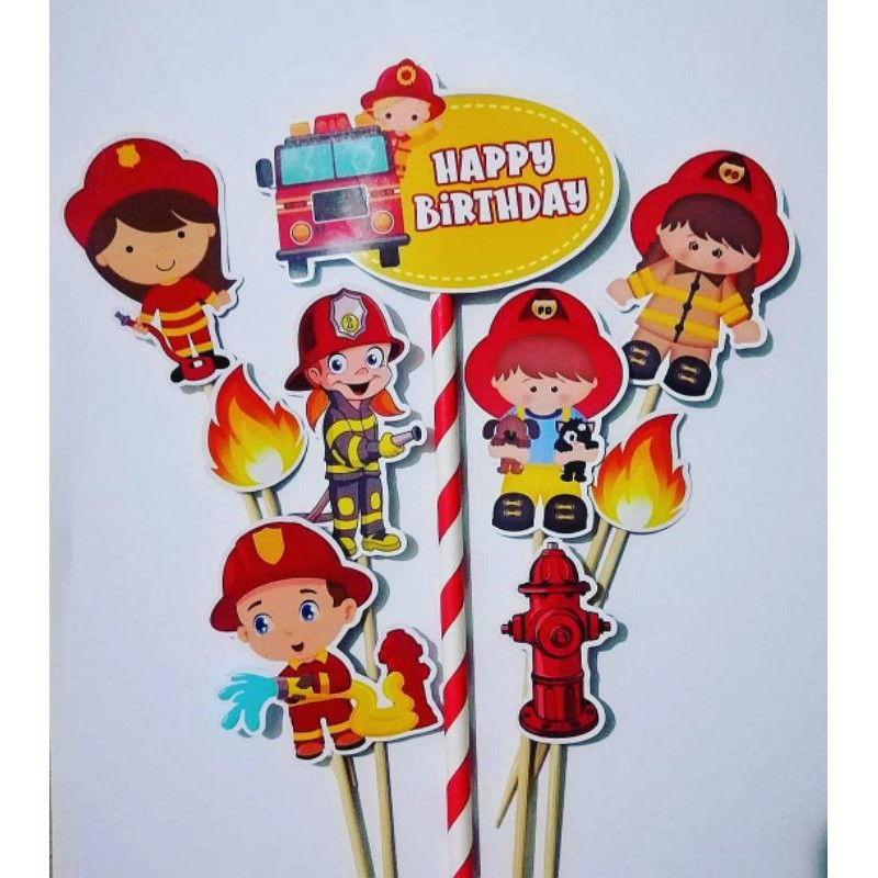 Bomba/Fireman Cake Topper Birthday (Set Bajet) | Shopee Malaysia