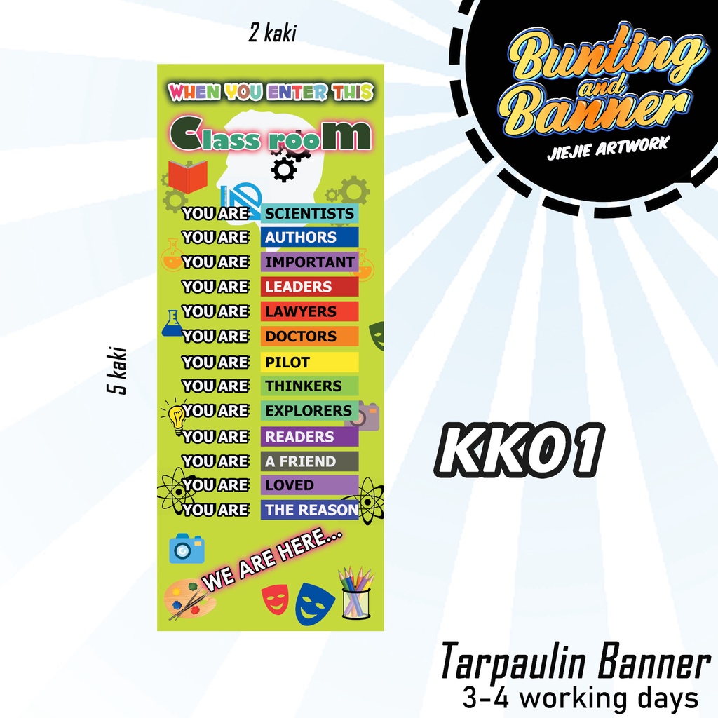 Bunting pintu / banner / bunting kelas / hiasan kelas / sekolahku ...