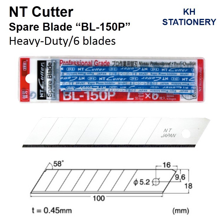 NT Cutter Spare Blade BL-150P Heavy-Duty/6 blades/ NT CUTTER REFILL ...
