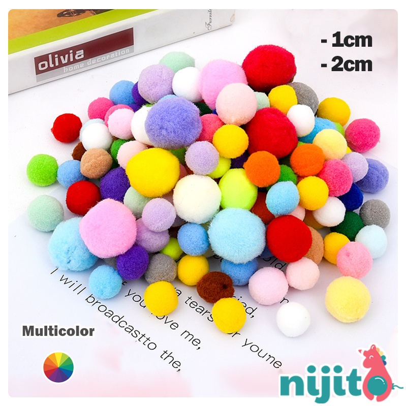 Nijito - 200Pcs Mini Fluffy Soft Pom Poms Ball Kids Toys Wedding Home ...