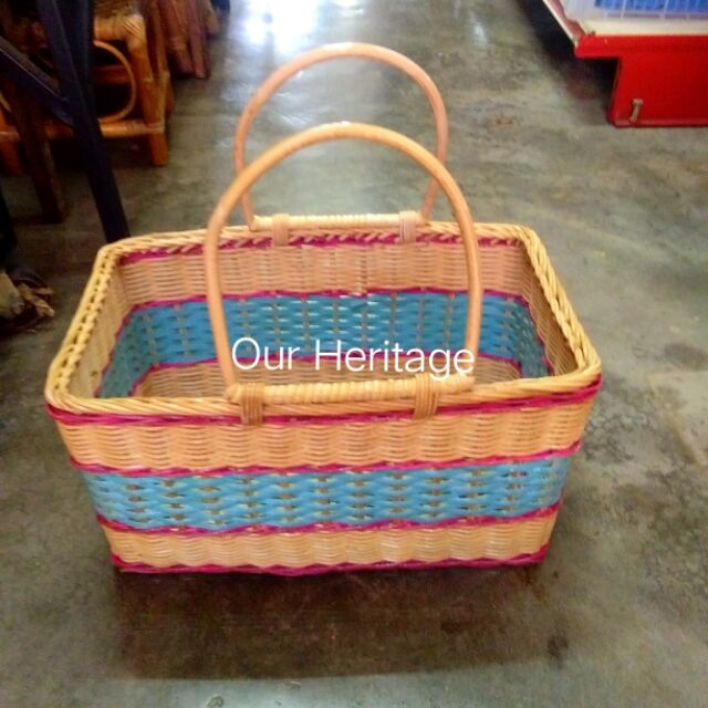Bakul Rotan Bertangkai berwarna | Shopee Malaysia