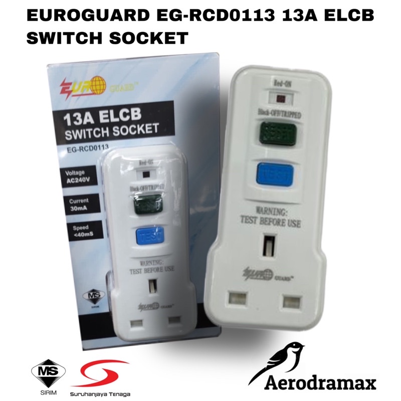 EUROGUARD 13A ELCB Switch Socket (EG-RCD0113) | Shopee Malaysia
