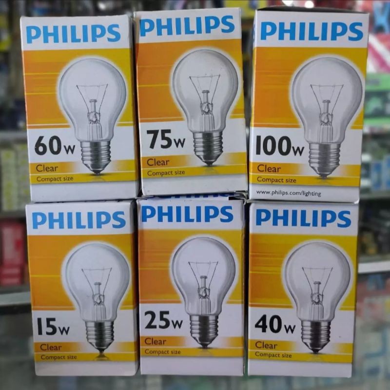 Philips Clear Classic Incandescent Bulb 15 25 40 60 75 100 watt ...