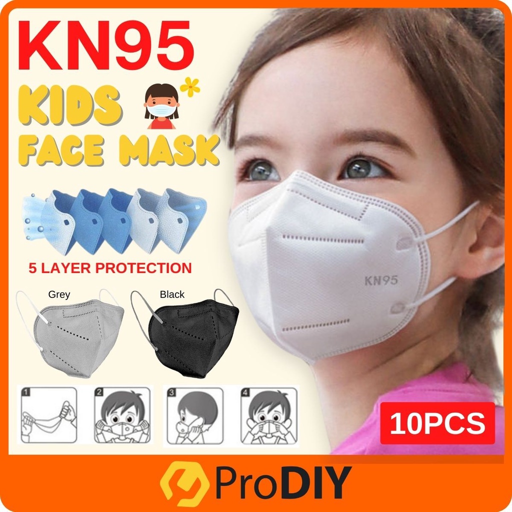 10PCS KN95 Face Kids Mask 5 Ply Layer Anti-fog Strong Protective Mouth ...
