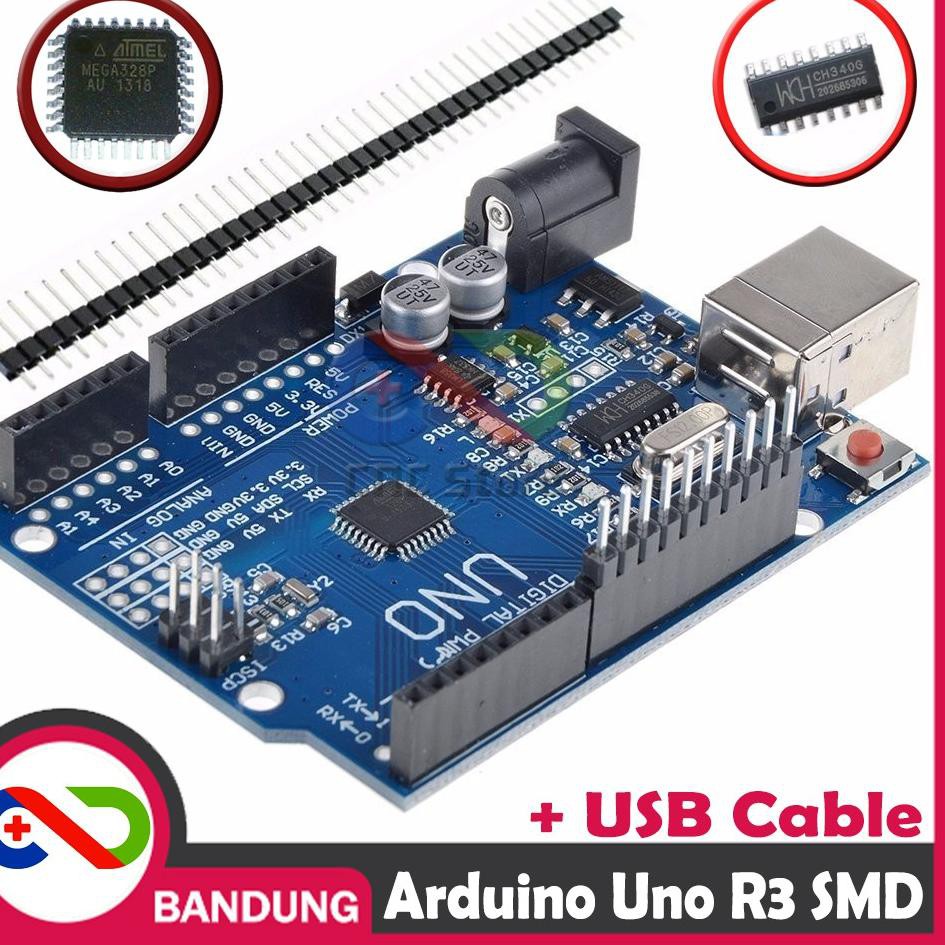 -Uno R3 SMD CH340 ATMEGA328P PLUS USB Cable & PIN HEADER (Tempered ...