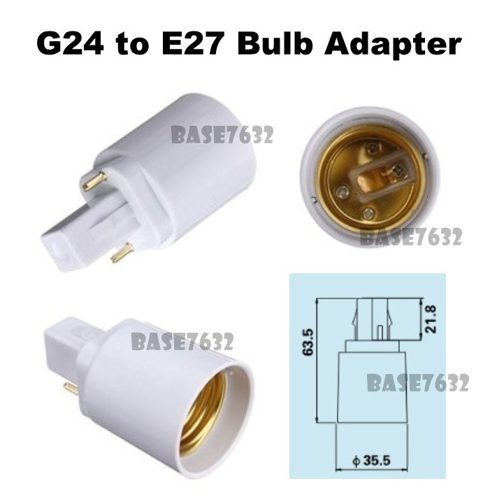 PLC G24 Male to E27 Female Socket Base Light Bulb Lamp Adapter Holder ... PLC G24 Male to E27 Female Socket Base Light Bulb Lamp Adapter Holder ...