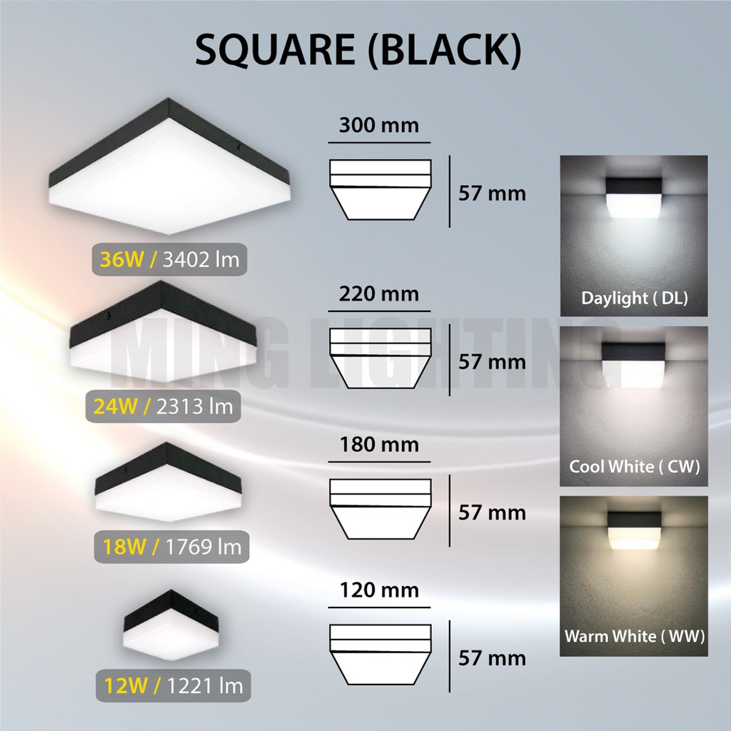 Street Light Outdoor Led Surface Downlight Square Round Black White ...