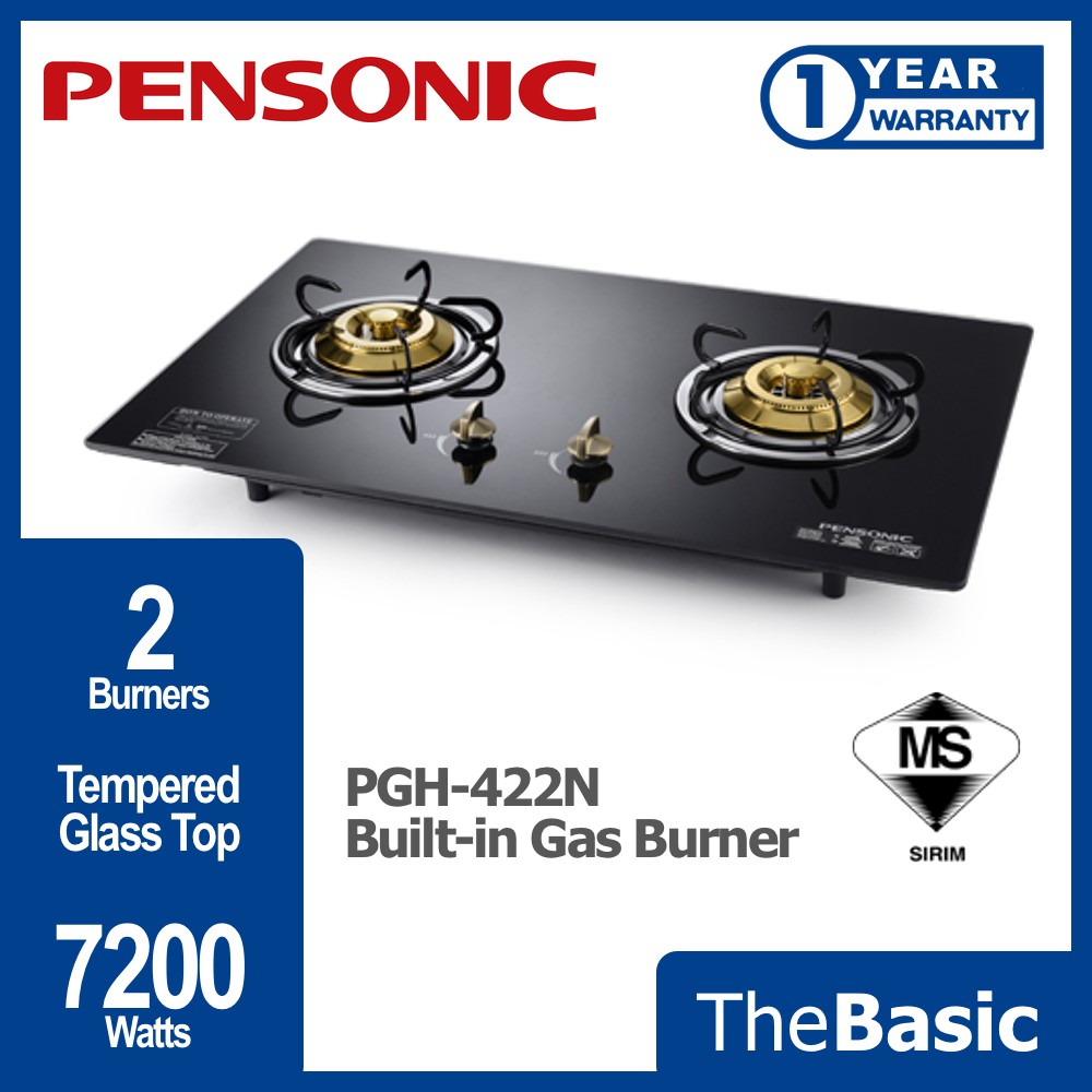PENSONIC/MIDEA 2 Burners Built-In Hob with Tempered Glass Top Gas Dapur ...