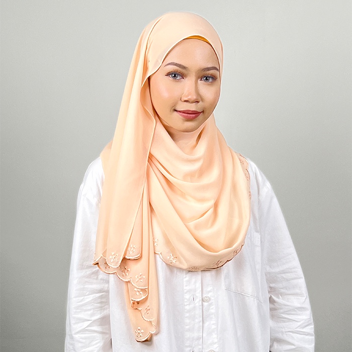 Zephia Tudung Shawl Sulam Embun Viral Bunga Hijab Sulam Pengantin (180 ...