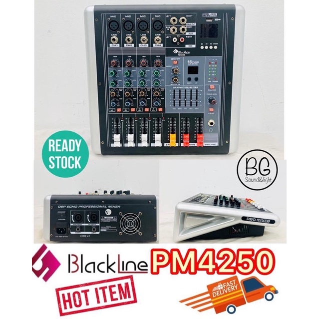 blackline pm4250 4ch 250w x2 power mixer | Shopee Malaysia