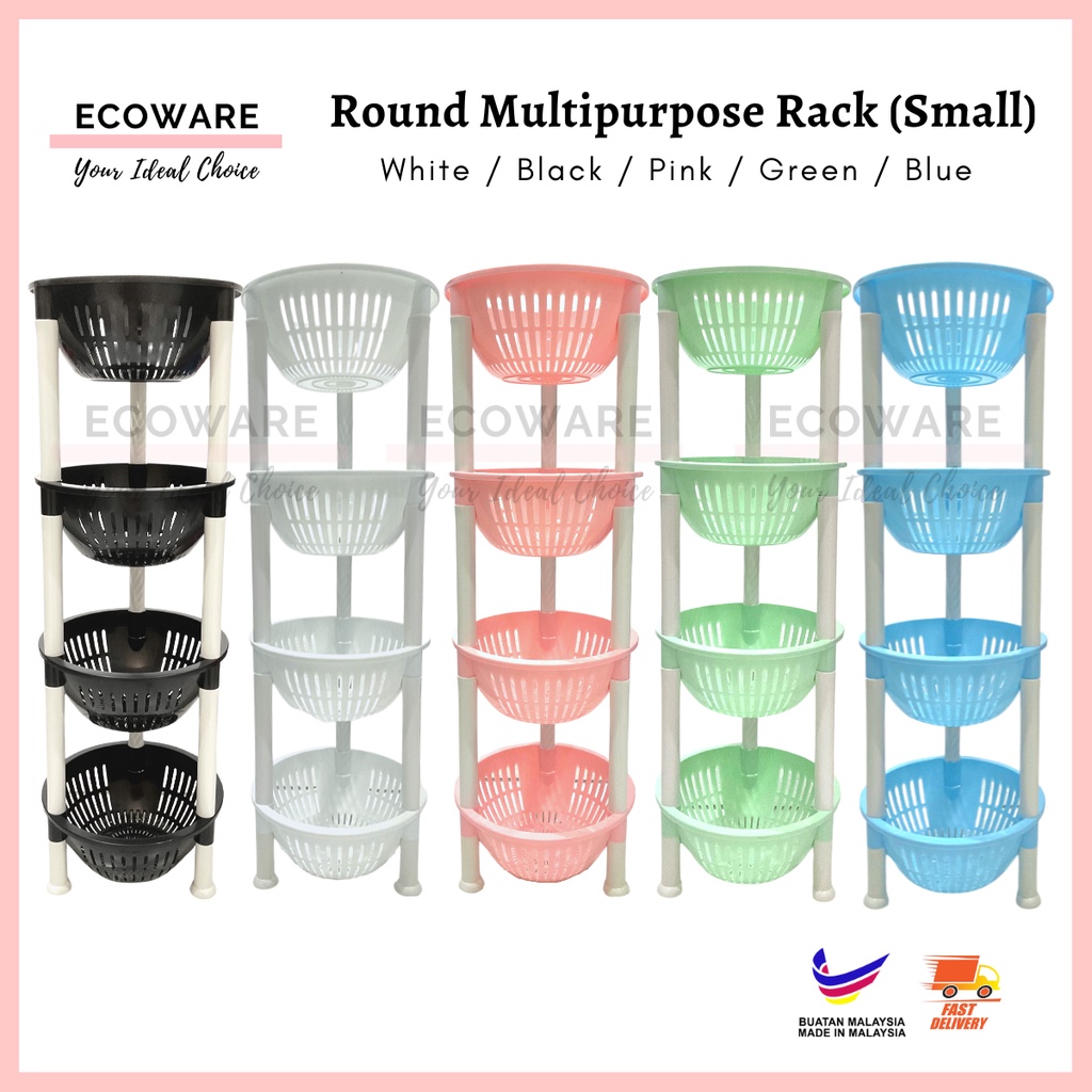 ECOWARE Round Multipurpose Rack Small / Rak Barang Serbaguna Kecil (2/3 ...