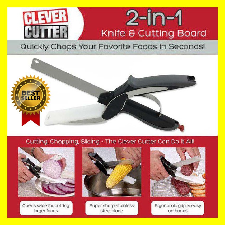 🌹READY STOCK🌹 Clever Cutter 2-in-1 Kitchen Knife Chopping Scissors ...