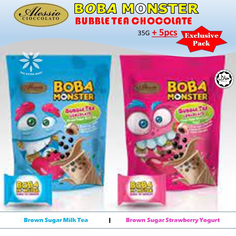 [Extra 5pcs] Alessio Cioccolato Boba Monster Bubble Tea Chocolate 35g ...