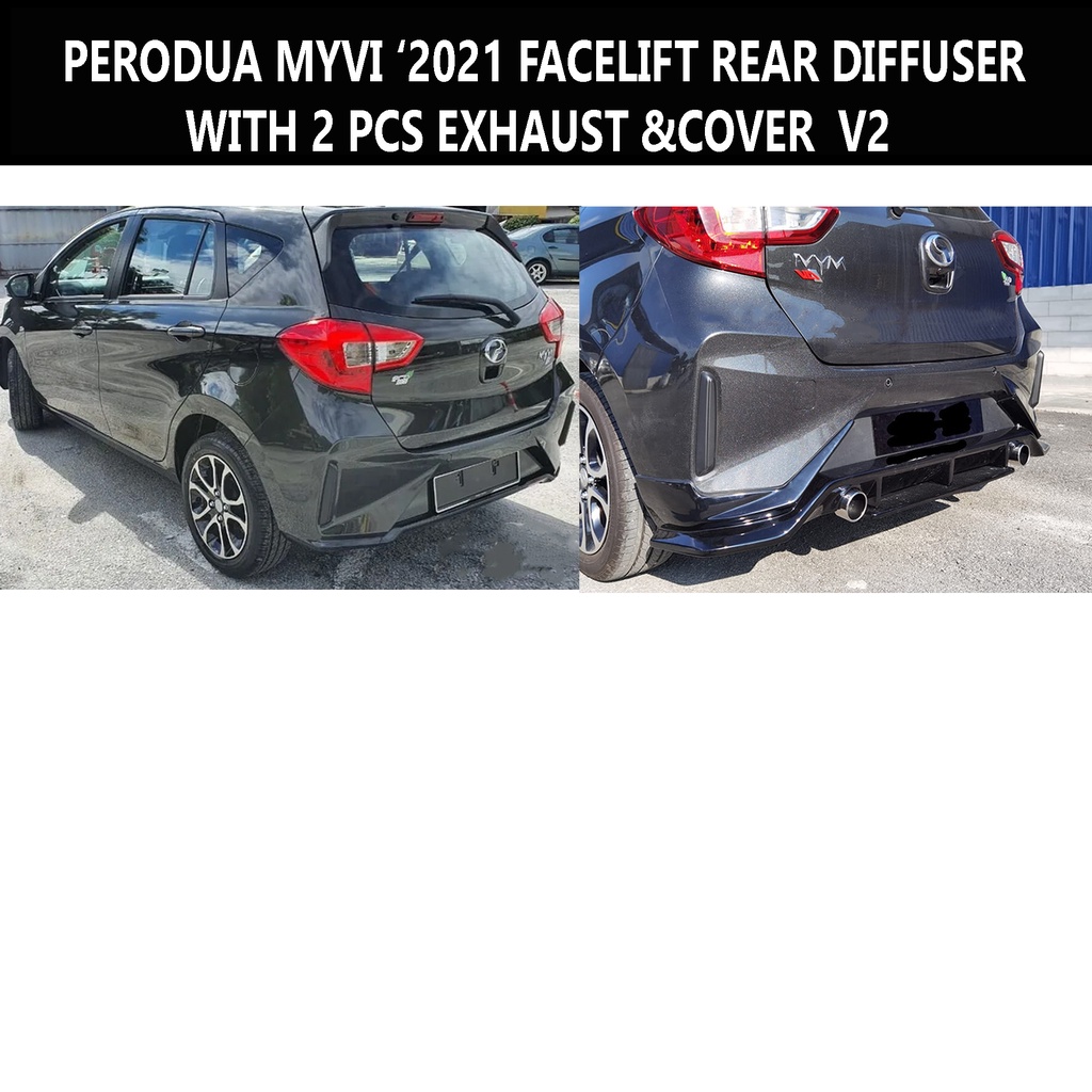 PERODUA MYVI 2021 FACELIFT FRONT V-LIP TAKERO/REAR DIFFUSER MODEL ...