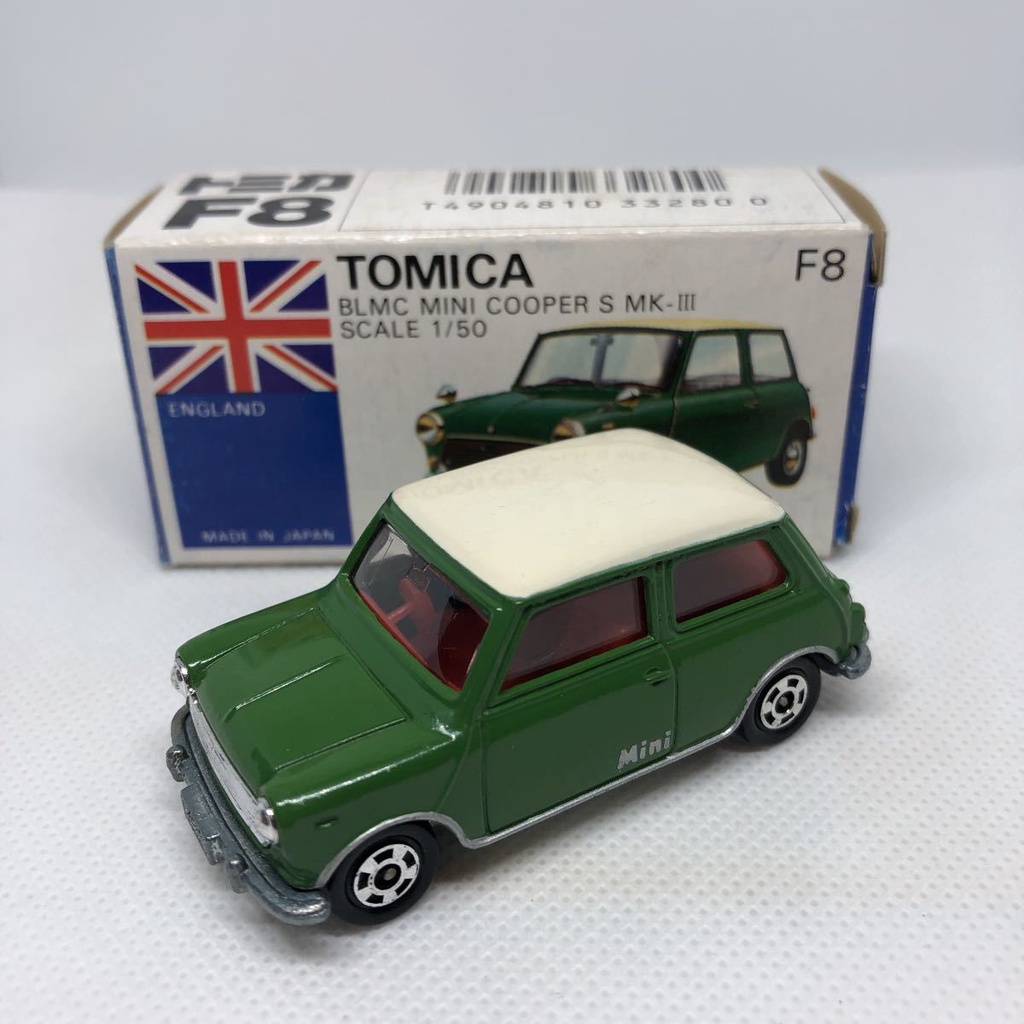 Tomica No.F8 BLMC Mini Cooper S Mk-III moss green model Original Full box (Foreign - Made in ...