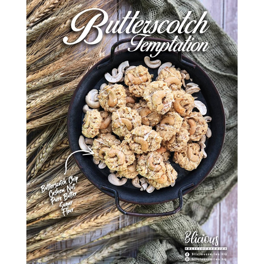 BUTTERSCOTCH TEMPTATION Biskut Kuih Raya Sedap Pure Butter Cashew Nut ...