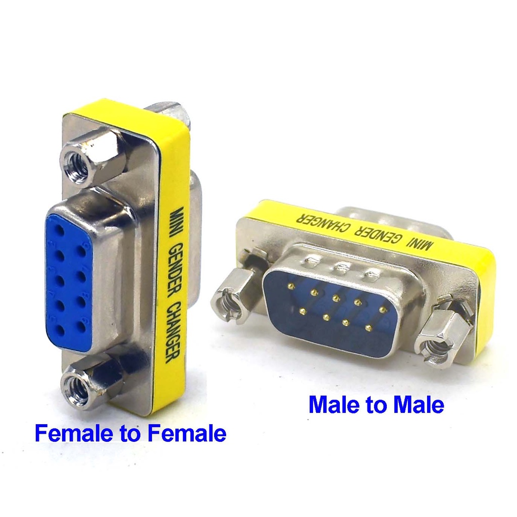RS232 Female To Female to Male to Male Mini DB9 9Pin Gender Adapter Serial Plug Com Connector ...