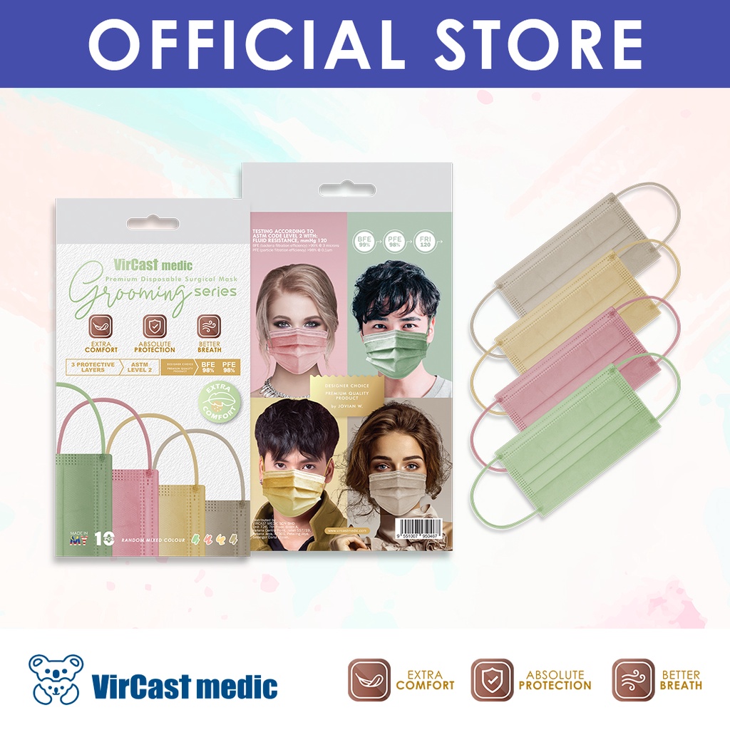 Vircast Medic Grooming Premium Face Mask 10pcs/box [READY STOCK ...