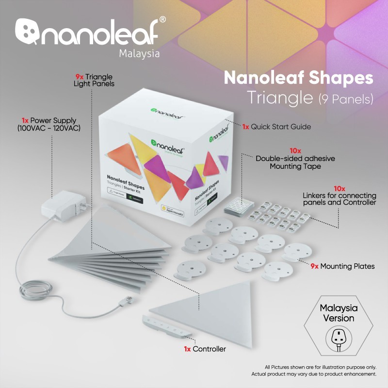 Nanoleaf Shapes Triangle Starter Kit (9) | Shopee Malaysia