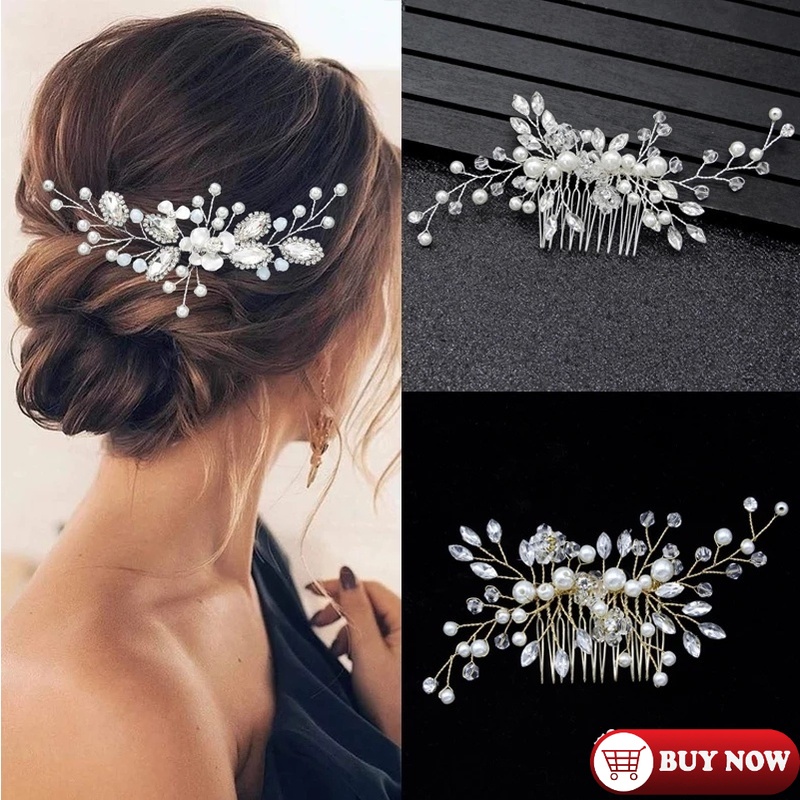 Rainbow Trendy Handmade Pearl Hairpins Bridal Tiaras/ Women Rhinestones ...