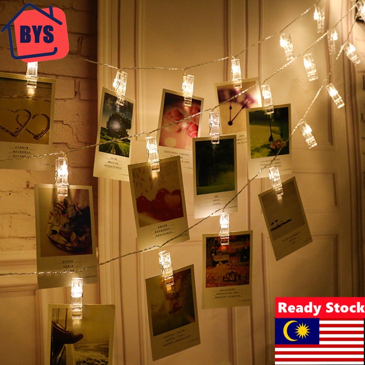 BYS Photo String Lights LED Photo Clips Fairy Twinkle Lights Wedding ...