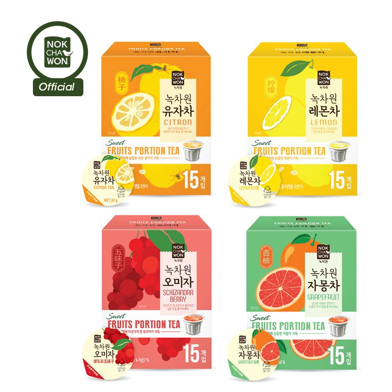 NOKCHAWON Korean Honey Fruit Tea 15T (Portion Type) 4 Flavors / Citron ...